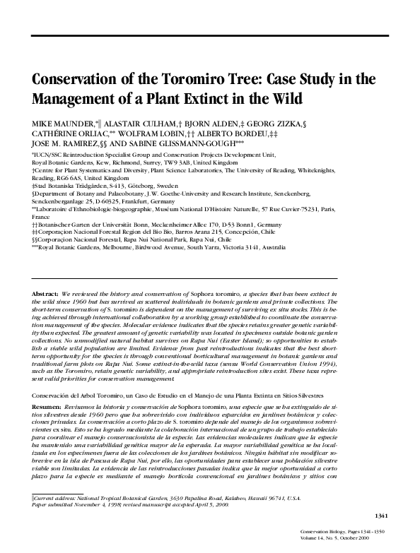 (PDF) Conservation of the Toromiro Tree: Case Study in the Management ...