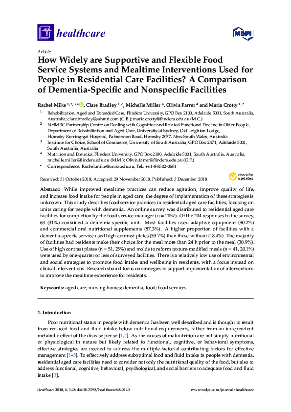 (PDF) How Widely are Supportive and Flexible Food Service Systems and ...