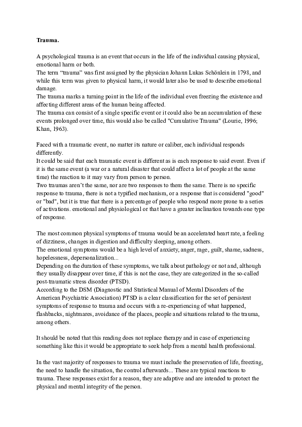 (PDF) Trauma and hypervigilance.