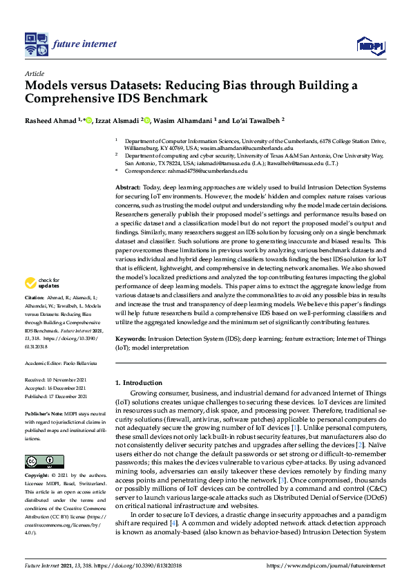 (PDF) Models versus Datasets: Reducing Bias through Building a Comprehensive IDS Benchmark