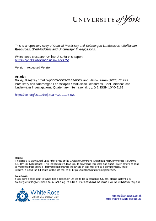 (PDF) Coastal prehistory and submerged landscapes: Molluscan resources ...