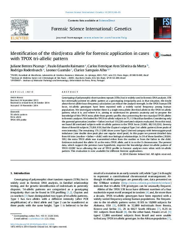 (PDF) Identification of the third/extra allele for forensic application ...