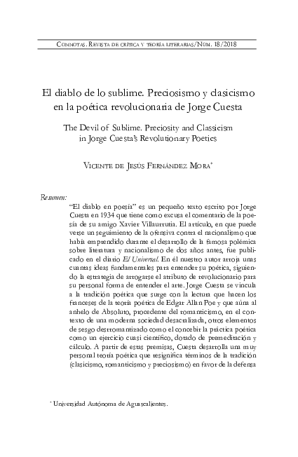 (PDF) El diablo de lo sublime. Preciosismo y clasicismo en la poética ...