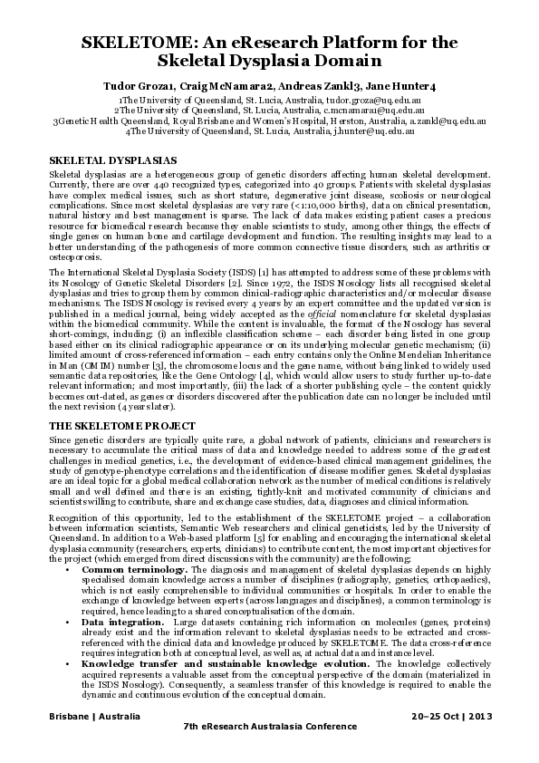 (PDF) SKELETOME: An eResearch Platform for the Skeletal Dysplasia ...