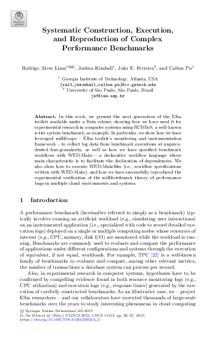 (PDF) Systematic Construction, Execution, and Reproduction of Complex Performance Benchmarks