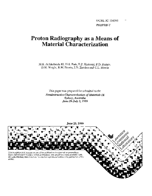 (PDF) Proton radiography as a means of material characterization