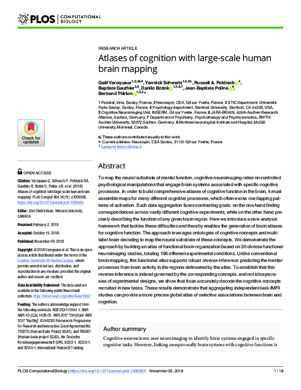 (PDF) Atlases of cognition with large-scale human brain mapping