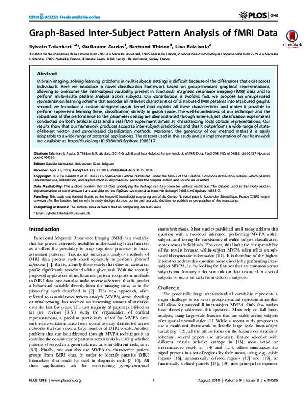 (PDF) Graph-Based Inter-Subject Pattern Analysis of fMRI Data | Bertrand Thirion - Academia.edu