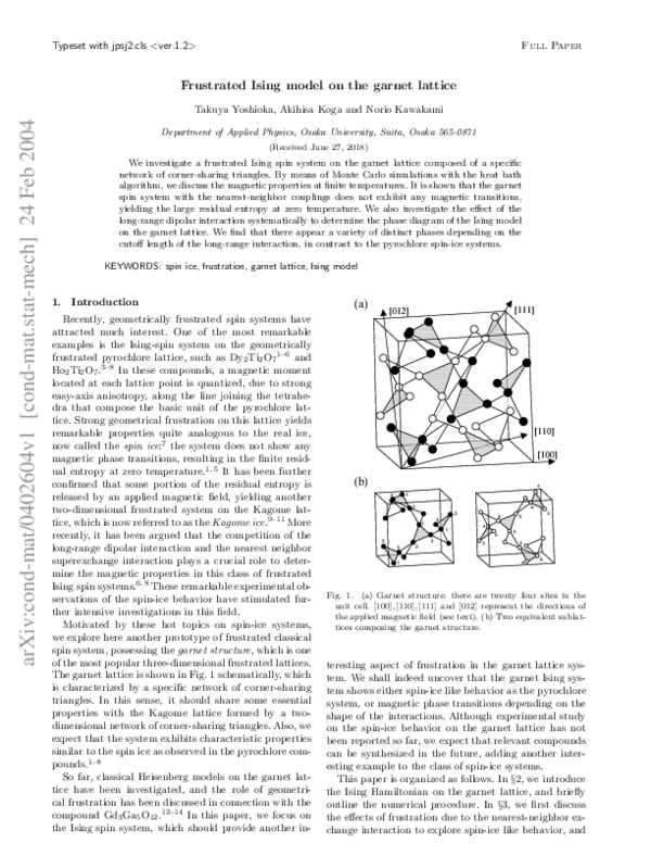 (PDF) Frustrated Ising Model on the Garnet Lattice