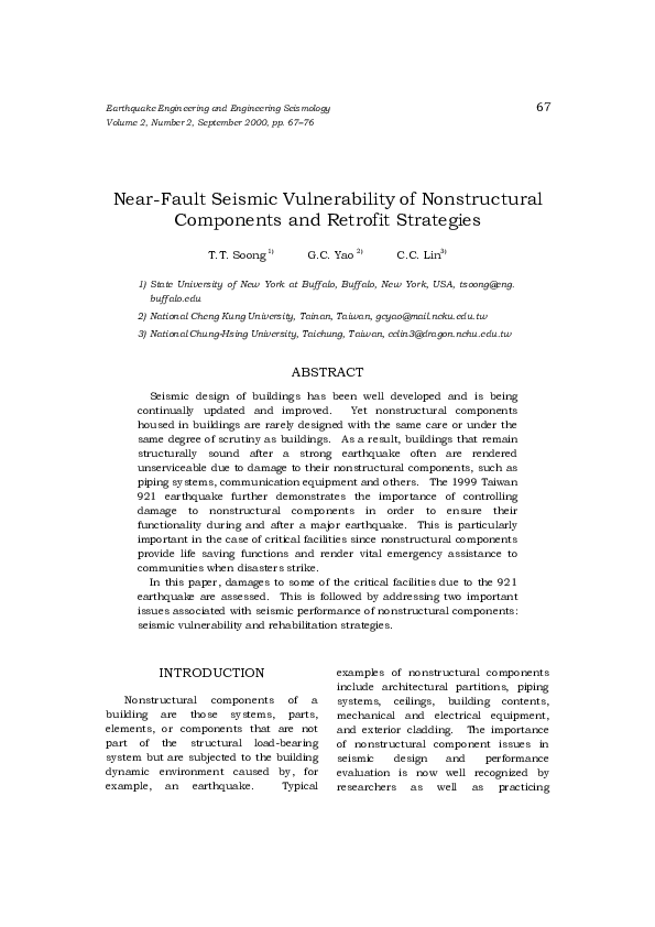 (PDF) Near-Fault Seismic Vulnerability of Nonstructural Components and Retrofit Strategies