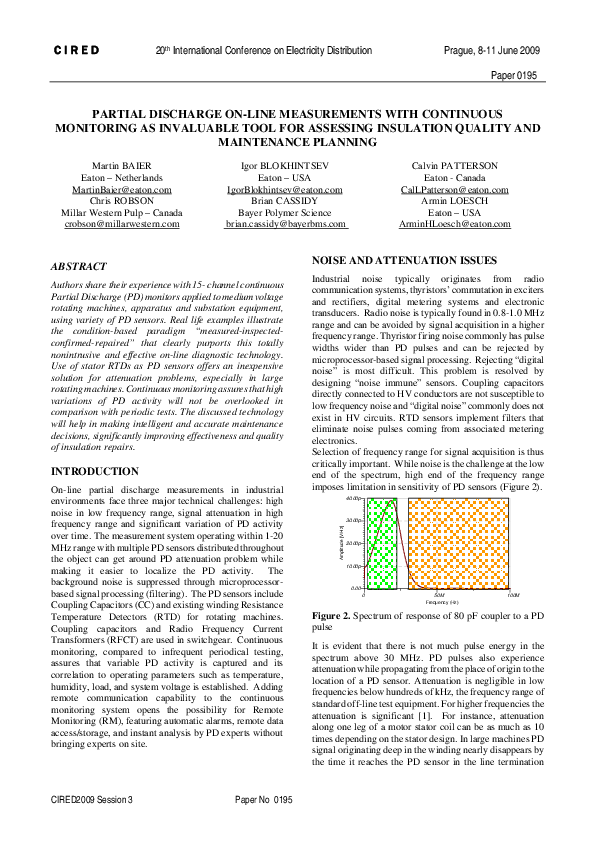 (PDF) Partial discharge on-line measurements with continuous monitoring as invaluable tool for ...