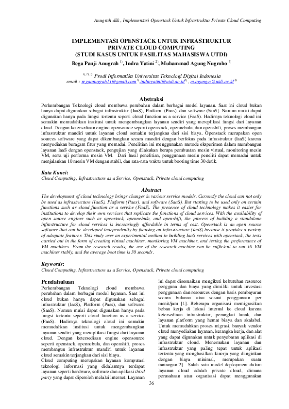 (PDF) Implementasi Openstack Untuk Infrastruktur Private Cloud Computing