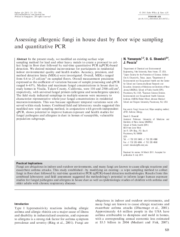 (PDF) Assessing allergenic fungi in house dust by floor wipe sampling ...