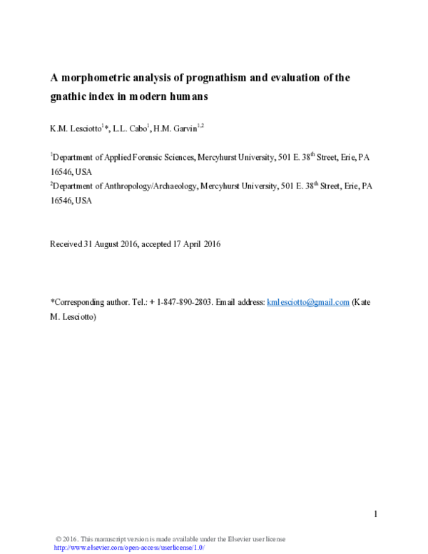 (PDF) A morphometric analysis of prognathism and evaluation of the ...