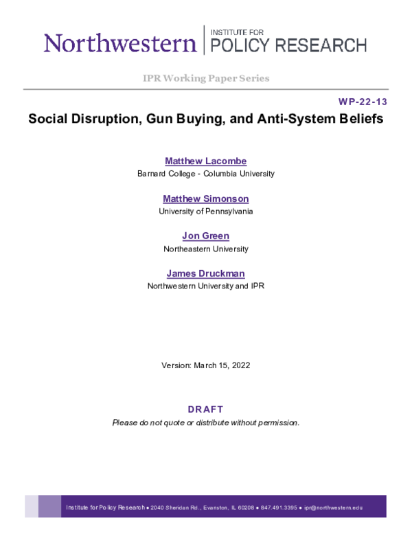 (PDF) Social Disruption, Gun Buying, and Anti-System Beliefs