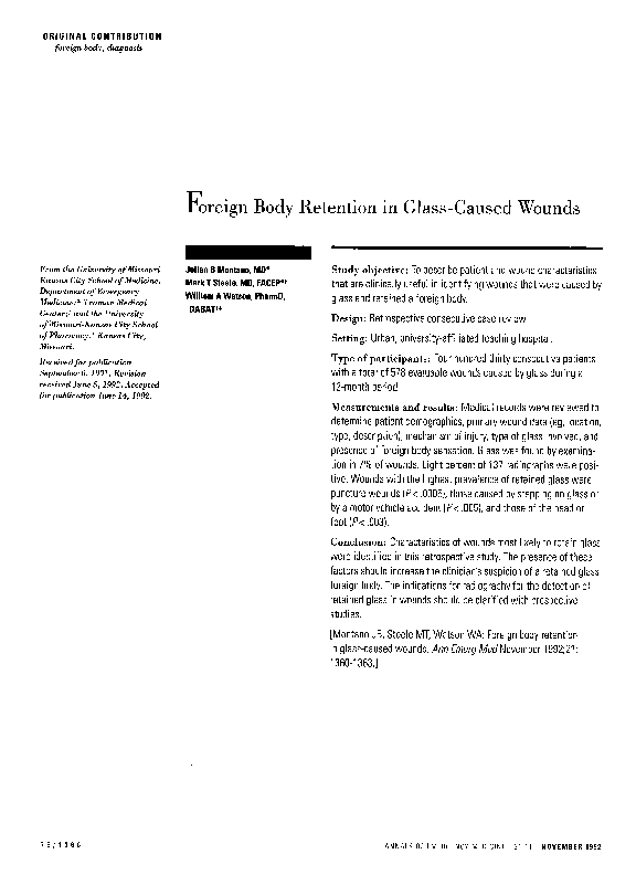 (PDF) Foreign body retention in glass-caused wounds
