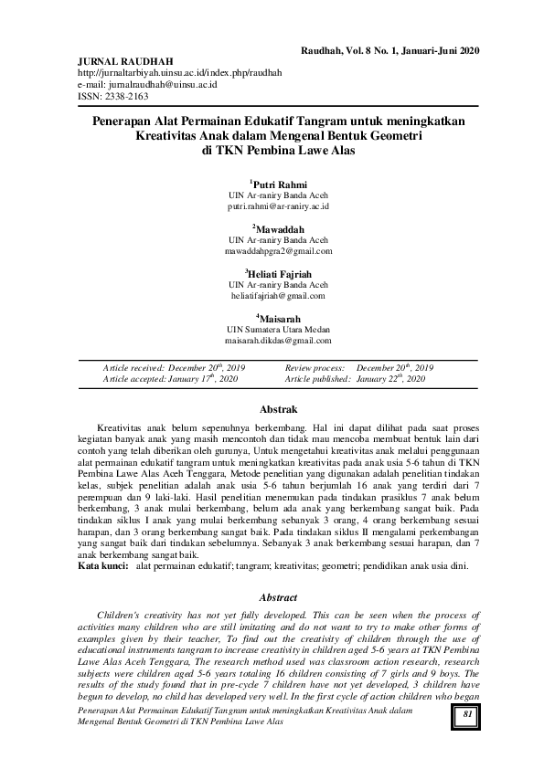 (PDF) Penerapan Alat Permainan Edukatif Tangram untuk meningkatkan ...