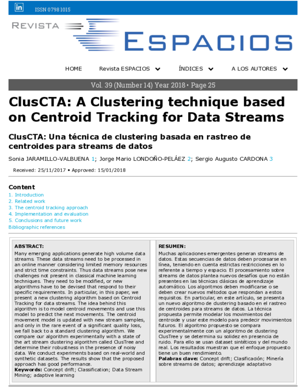 Pdf Cluscta A Clustering Technique Based On Centroid Tracking For Data Streams 