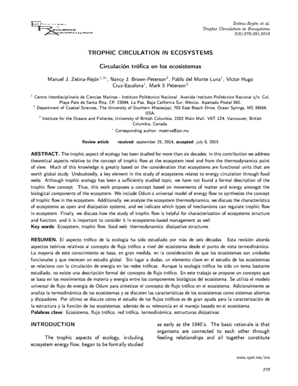 (PDF) Trophic circulation in ecosystems