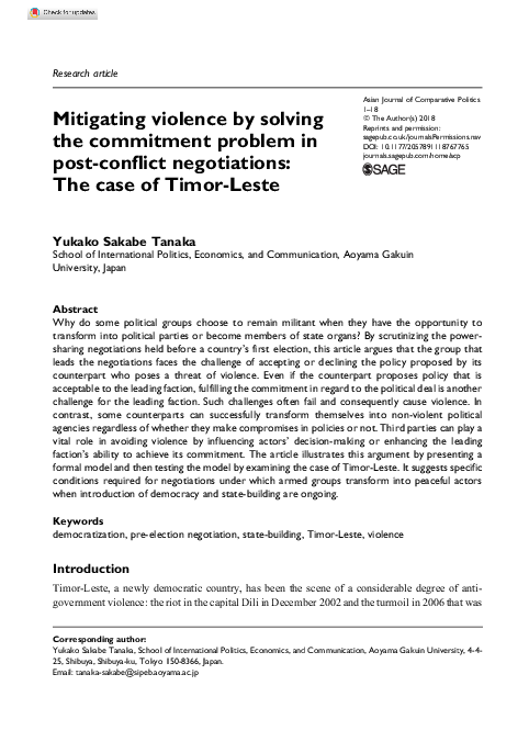 (PDF) Mitigating violence by solving the commitment problem in post ...