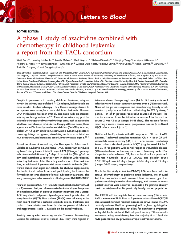 (PDF) A phase 1 study of azacitidine combined with chemotherapy in ...