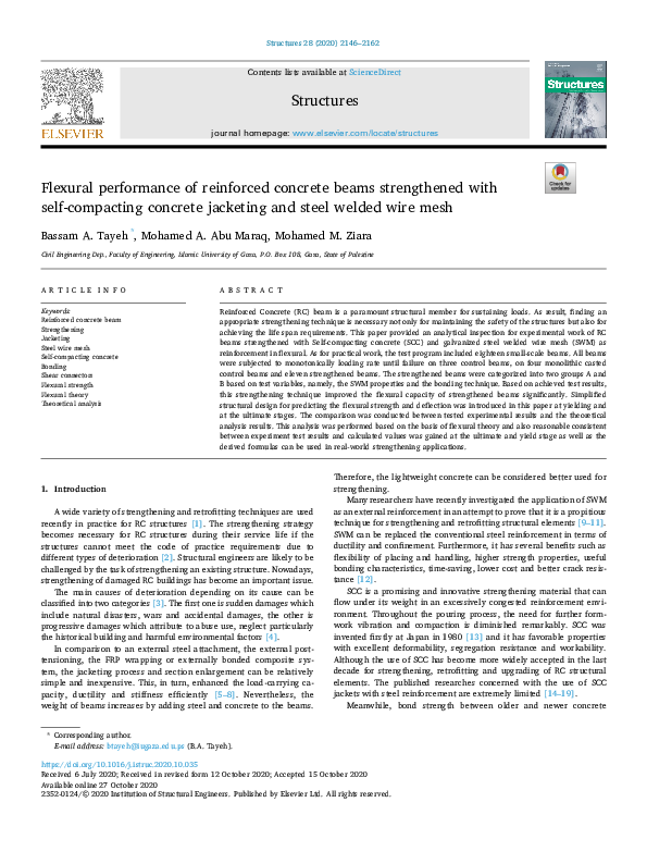 (PDF) Flexural performance of reinforced concrete beams strengthened ...
