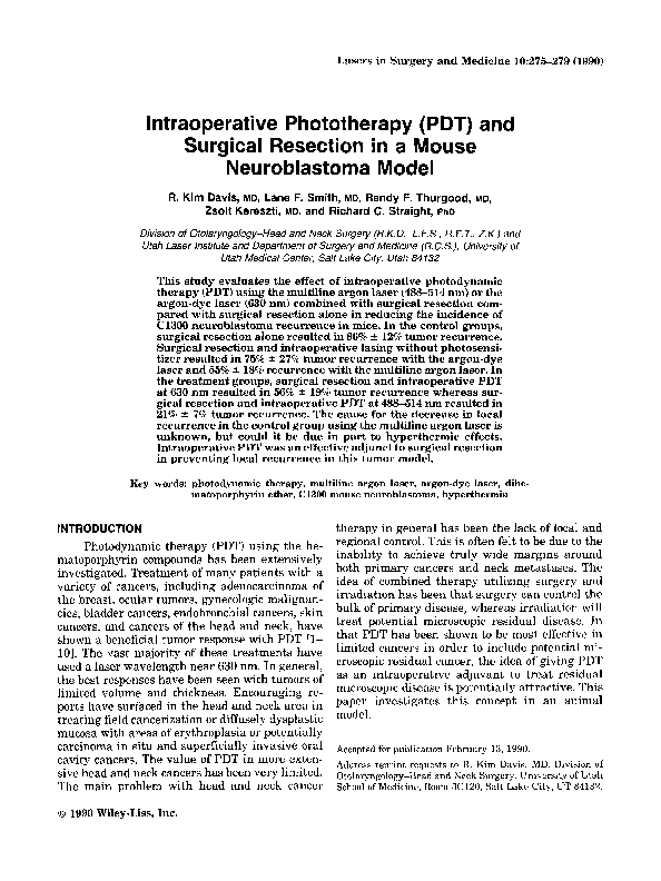 (PDF) Intraoperative phototherapy (PDT) and surgical resection in a ...