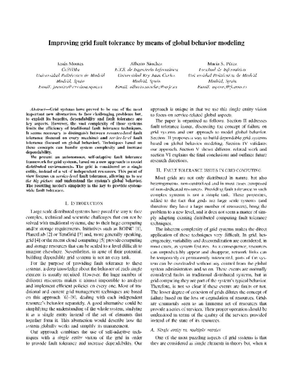Pdf Improving Grid Fault Tolerance By Means Of Global Behavior Modeling Maria Margarita