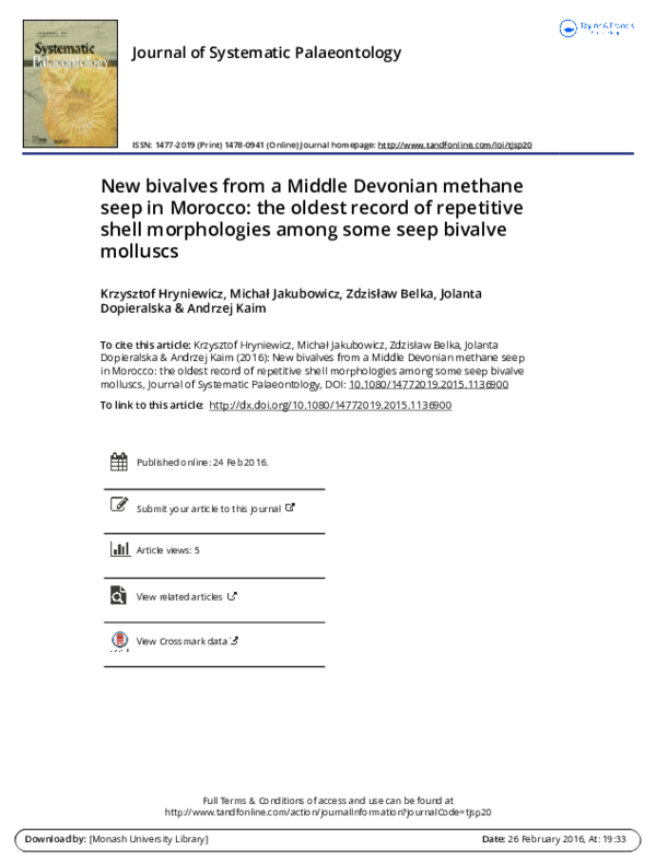 (PDF) New bivalves from a Middle Devonian methane seep in Morocco: the ...