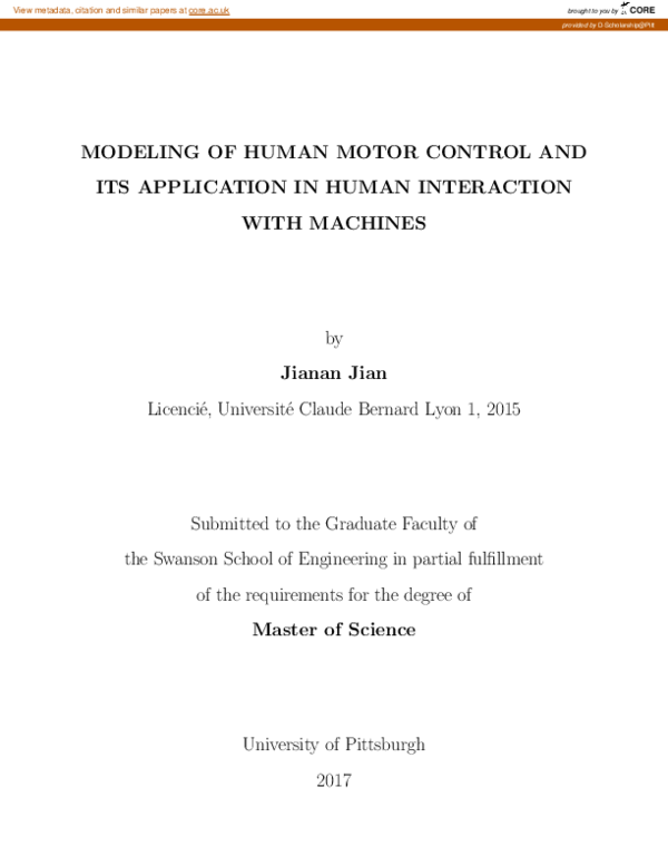 (PDF) Modeling of Human Motor Control and Its Application in Human ...
