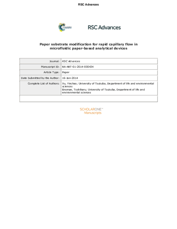 (PDF) Paper substrate modification for rapid capillary flow in ...