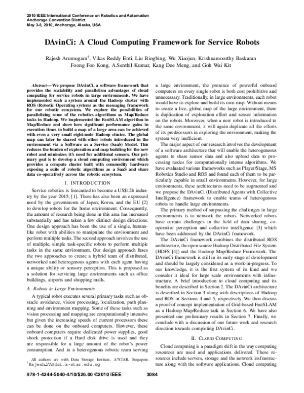 (PDF) DAvinCi: A cloud computing framework for service robots