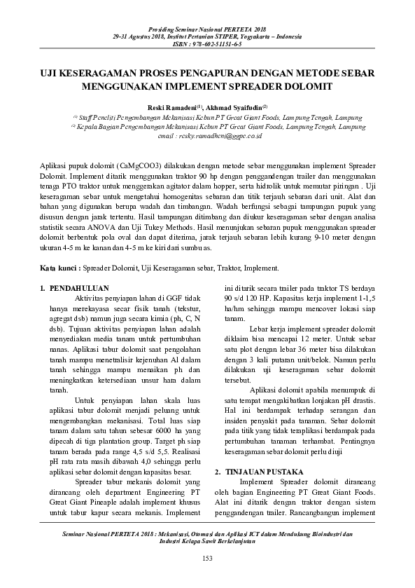 (PDF) Uji Keseragaman Proses Pengapuran Dengan Metode Sebar Menggunakan ...