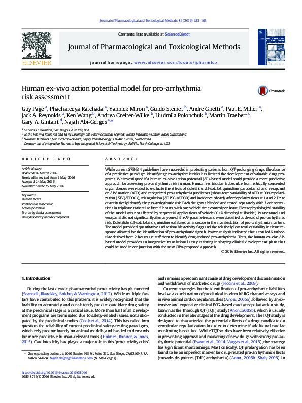 (PDF) Human ex-vivo action potential model for pro-arrhythmia risk ...