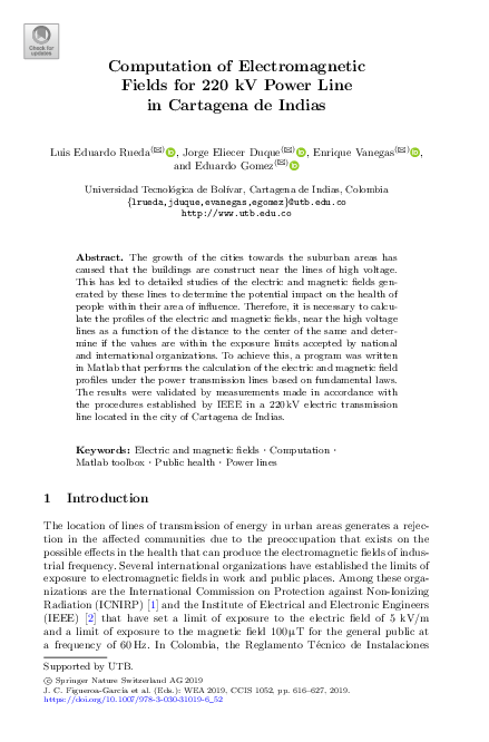 (PDF) Computation of Electromagnetic Fields for 220 kV Power Line in ...
