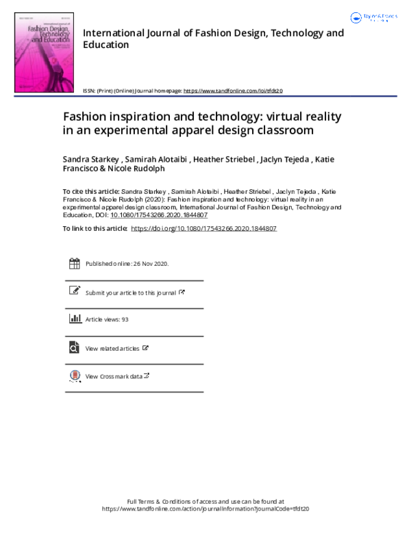 (PDF) Fashion inspiration and technology: virtual reality in an ...