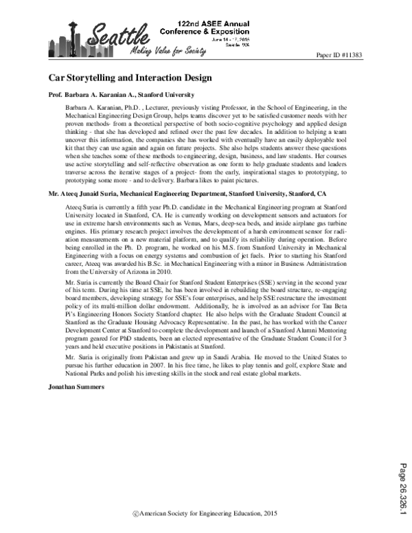 (PDF) Car Storytelling and Interaction Design