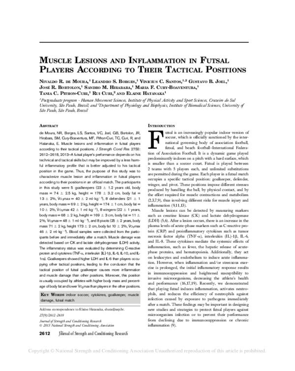 (PDF) Muscle Lesions and Inflammation in Futsal Players According to ...