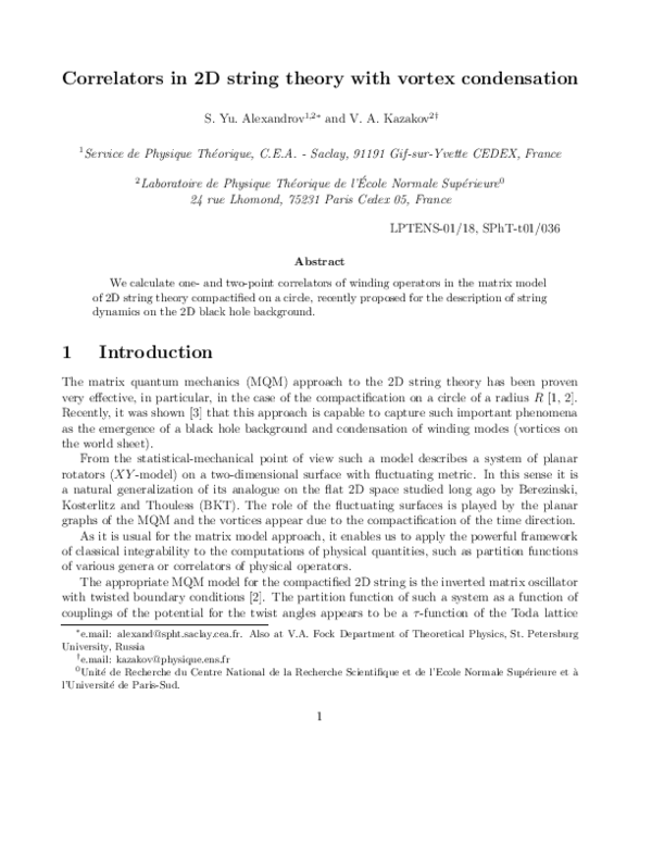 Pdf Correlators In 2d String Theory With Vortex Condensation