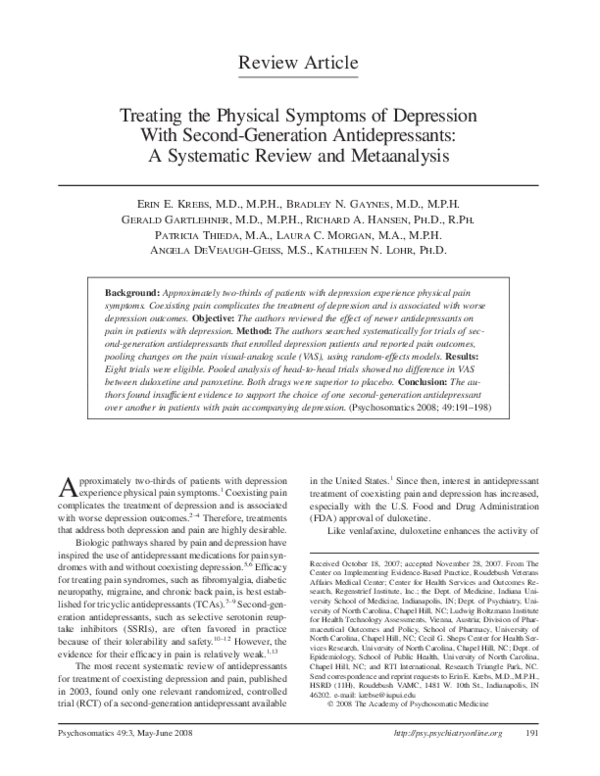 (PDF) Treating the Physical Symptoms of Depression With Second ...