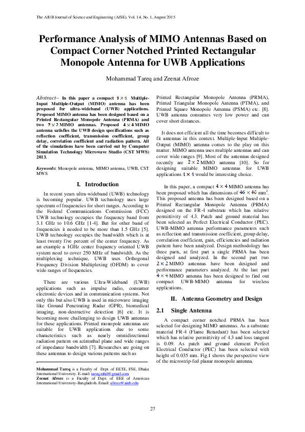 (PDF) Performance Analysis of MIMO Antennas Based on Compact Corner ...