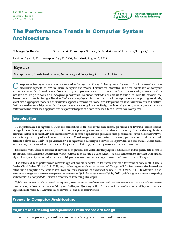 (PDF) Trends in Evaluating Computer Architecture Performance