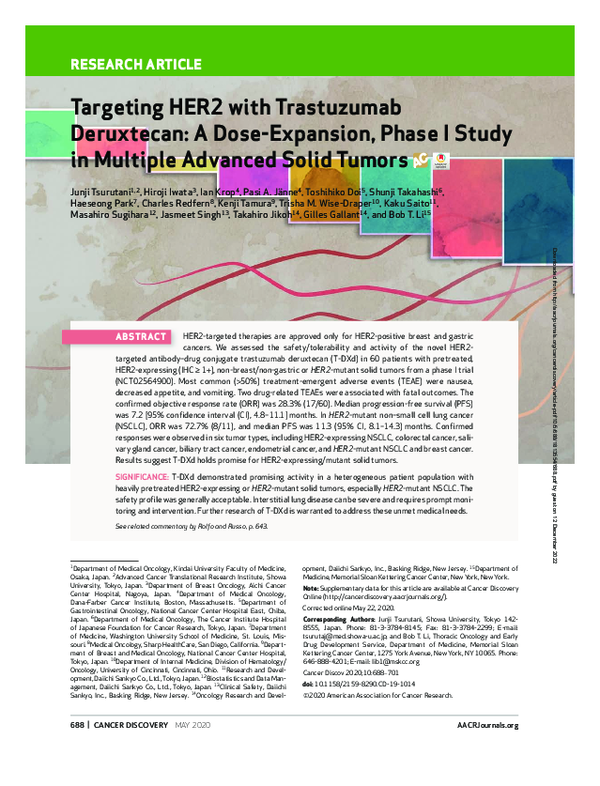 (PDF) Targeting HER2 with Trastuzumab Deruxtecan: A Dose-Expansion ...
