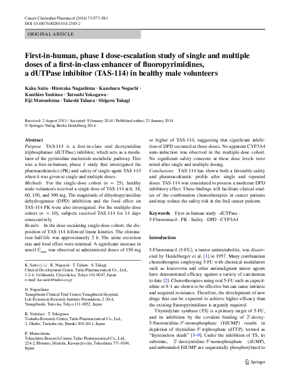 (PDF) First-in-human, phase I dose-escalation study of single and ...