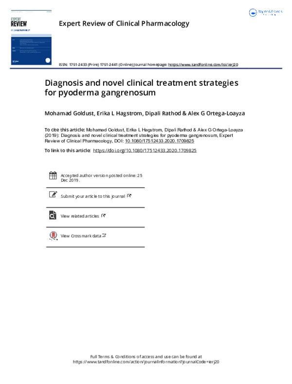 Pdf Diagnosis And Novel Clinical Treatment Strategies For Pyoderma Gangrenosum