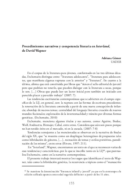 (PDF) Procedimientos narrativos y competencia literaria en Interland ...