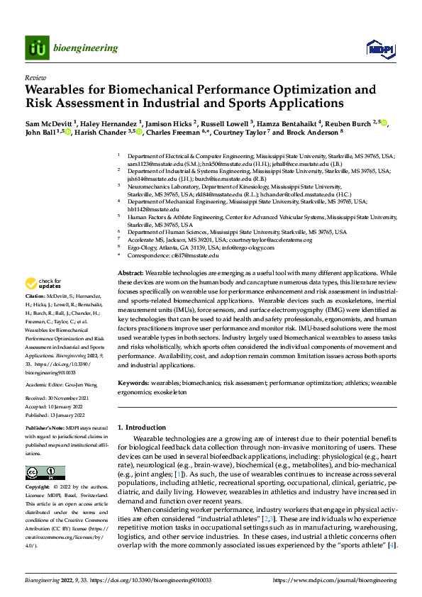 (PDF) Wearables for Biomechanical Performance Optimization and Risk ...