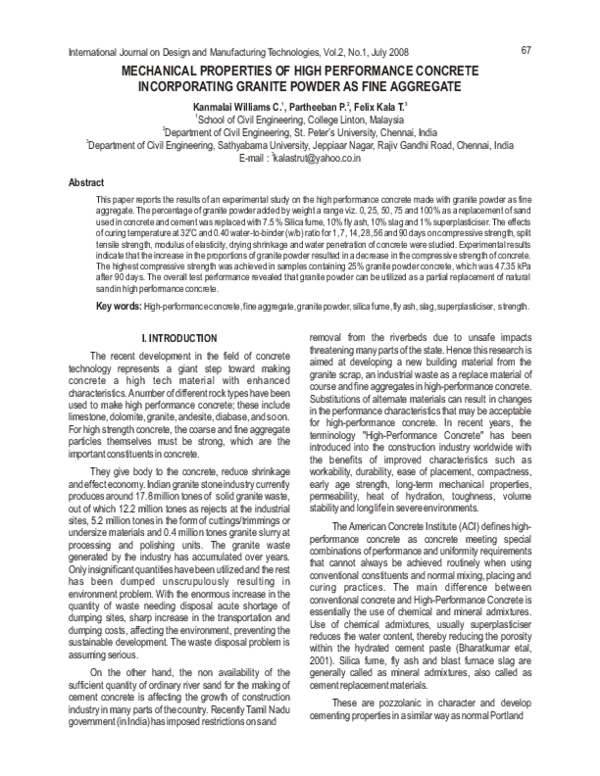 (PDF) Mechanical Properties of High Performance Concrete Incorporating ...