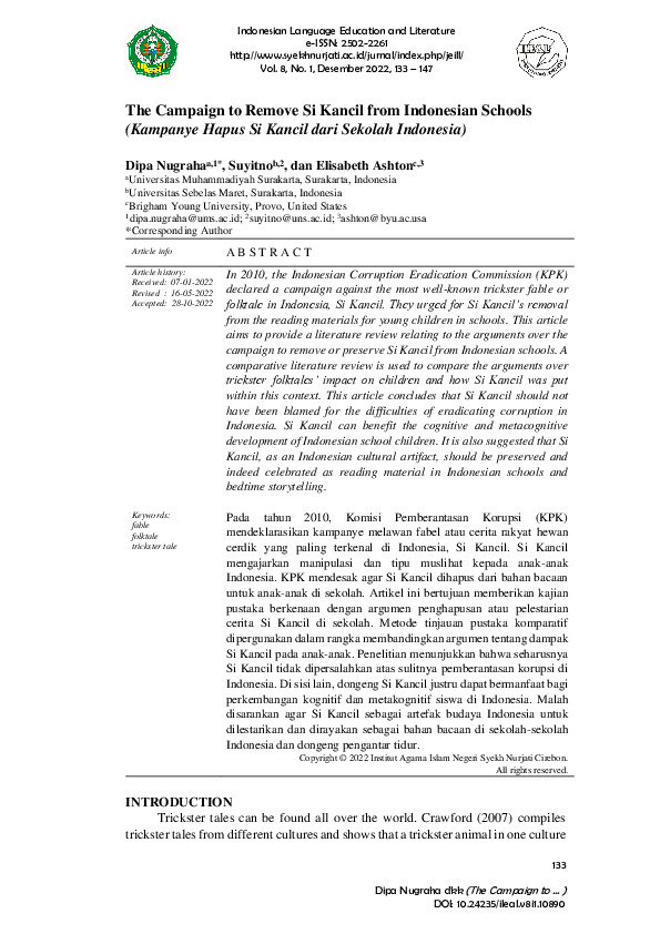 (PDF) The Campaign to Remove Si Kancil from Indonesian Schools ...