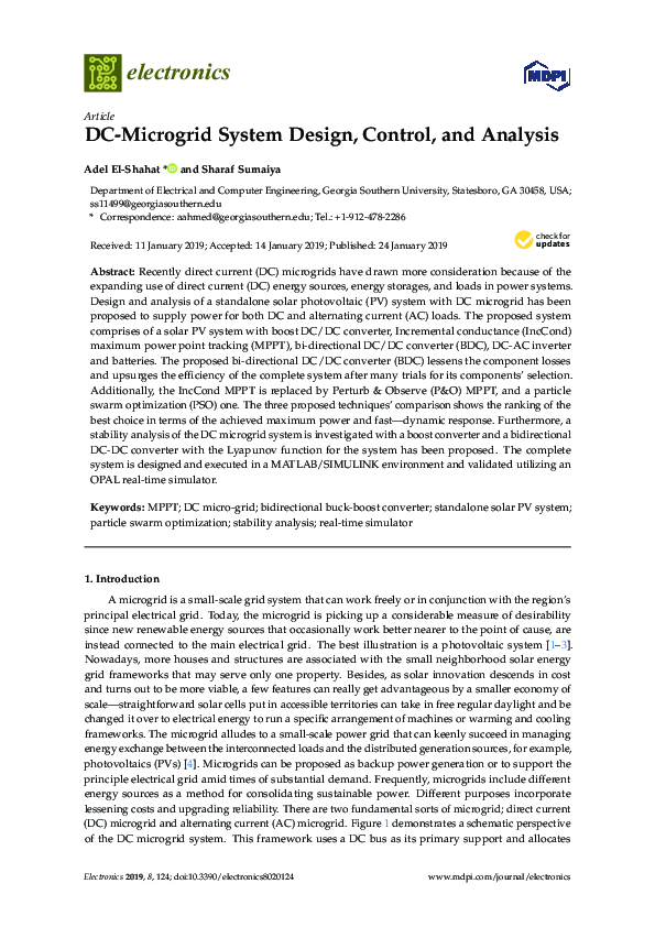 (PDF) DC-Microgrid System Design, Control, and Analysis